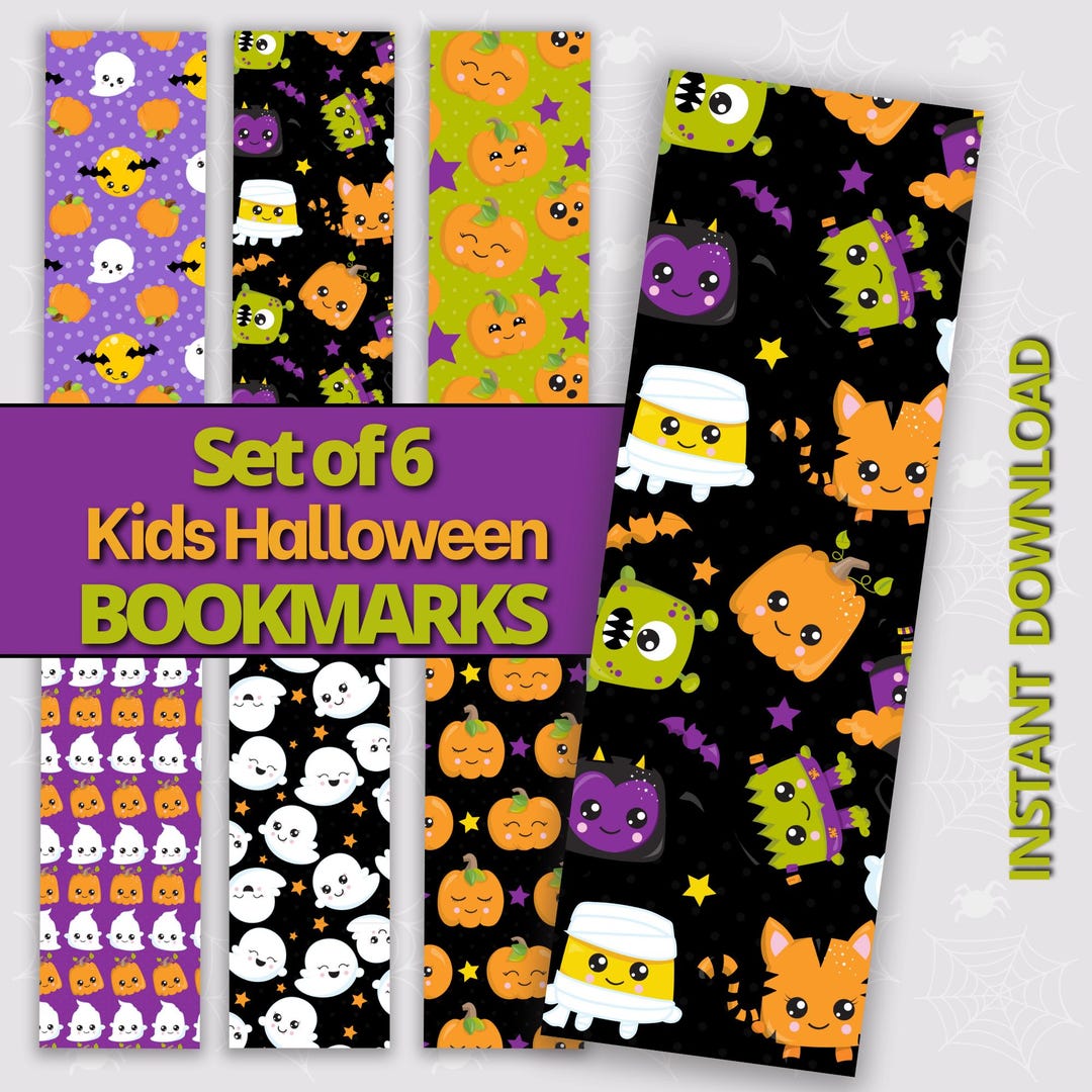 Set of 6 Cute Halloween Themed Bookmarks for Kids and Adults, Make ...