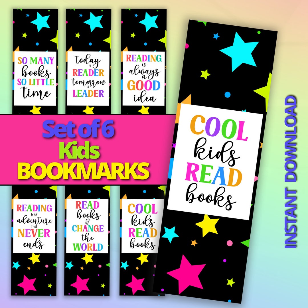 Set of 6 Reader Bookmarks for Kids, Motivational Bookmarks, Make ...