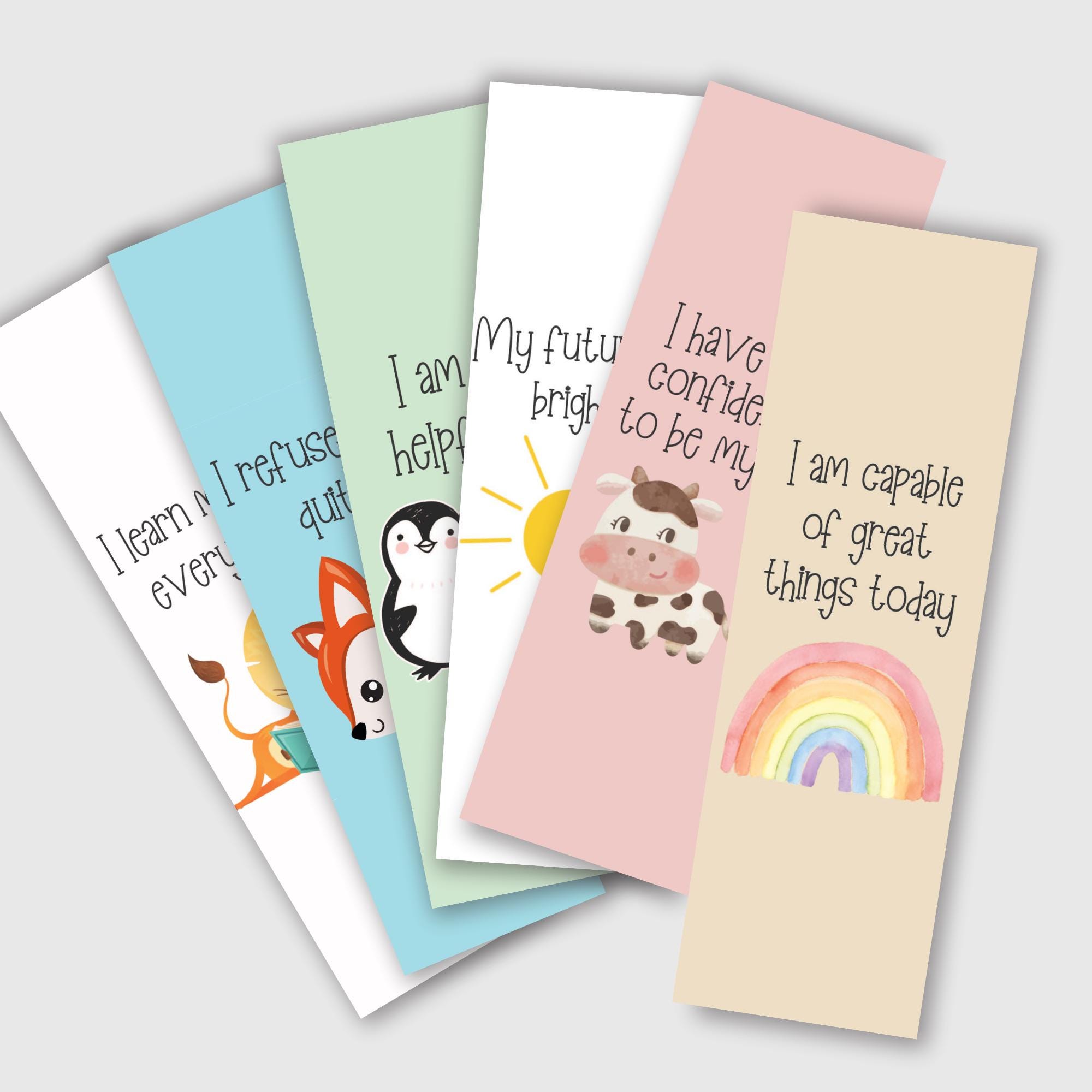 Set of 6 Motivational Bookmarks for Kids-set 3, Make Reading Fun, Kids ...