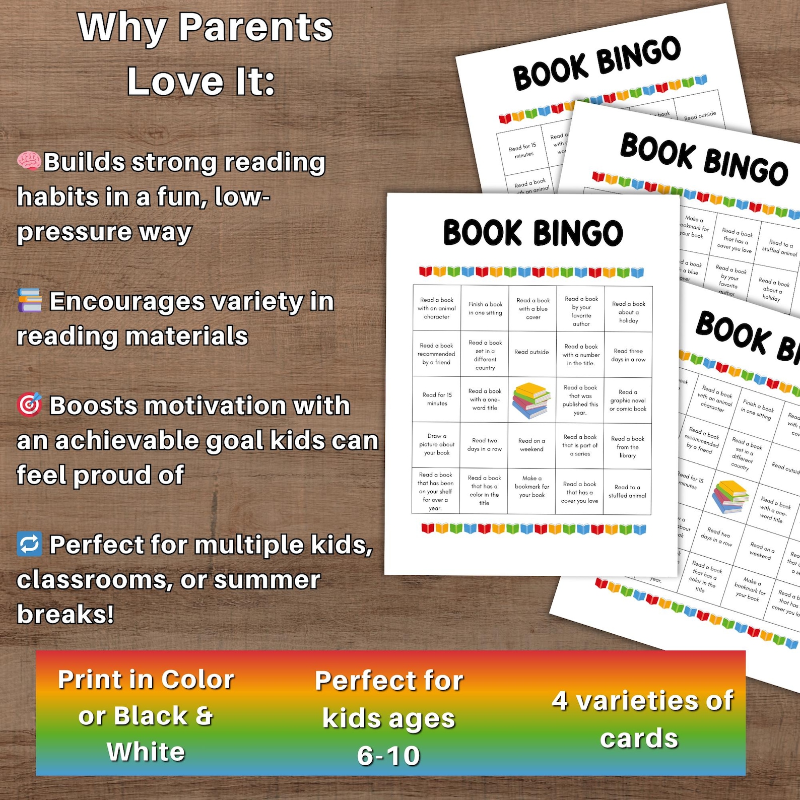 Kids Reading Bingo, Printable Reading Challenge for Ages 6–8, Fun ...