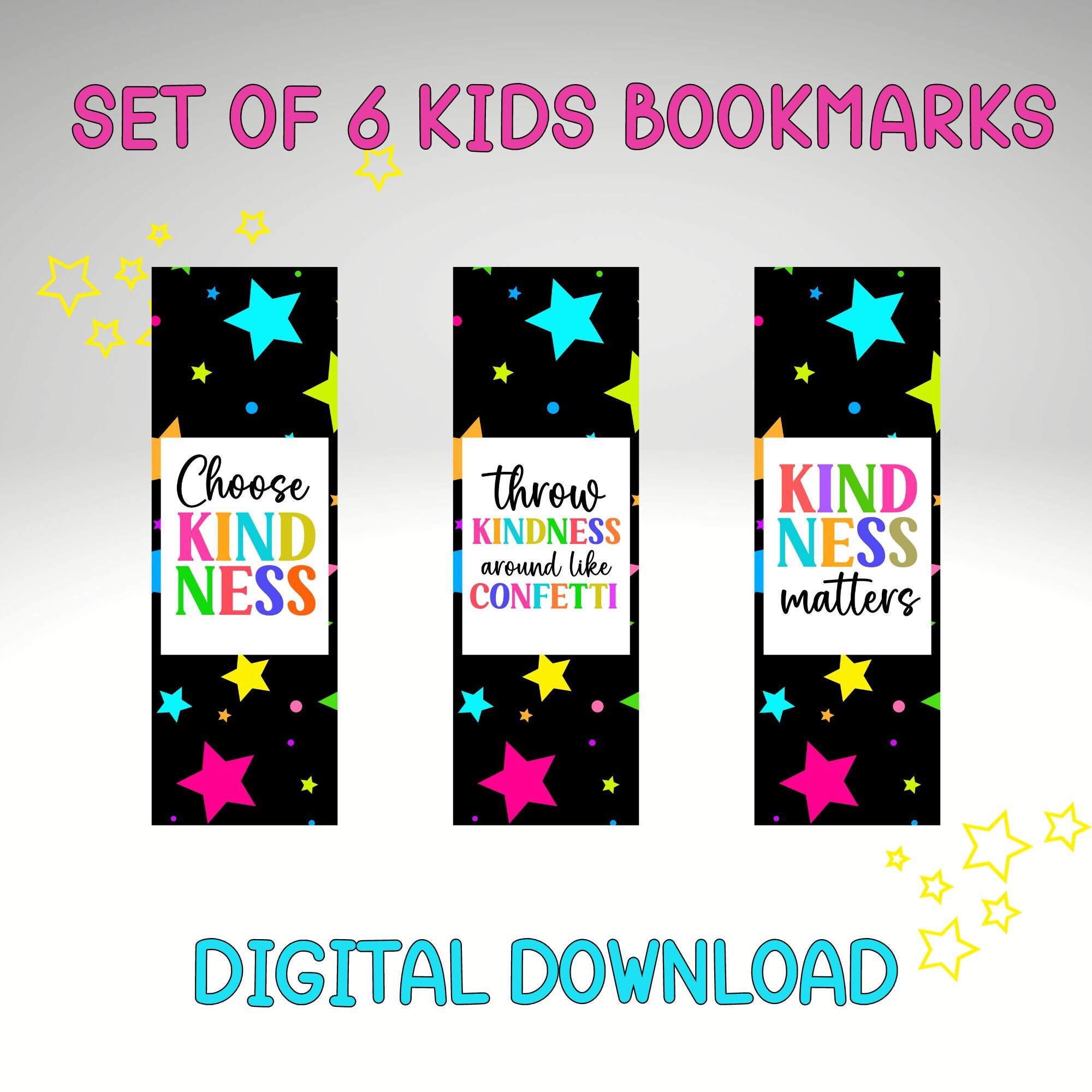 Set of 6 Kindness Bookmarks for Kids Motivational Bookmarks - Etsy
