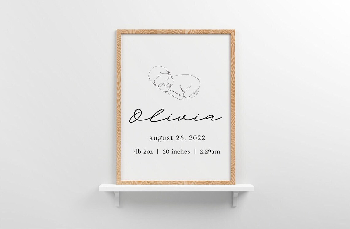 Personalized Birth Stat Art Modern Birth Stat Birth Announcement Custom ...