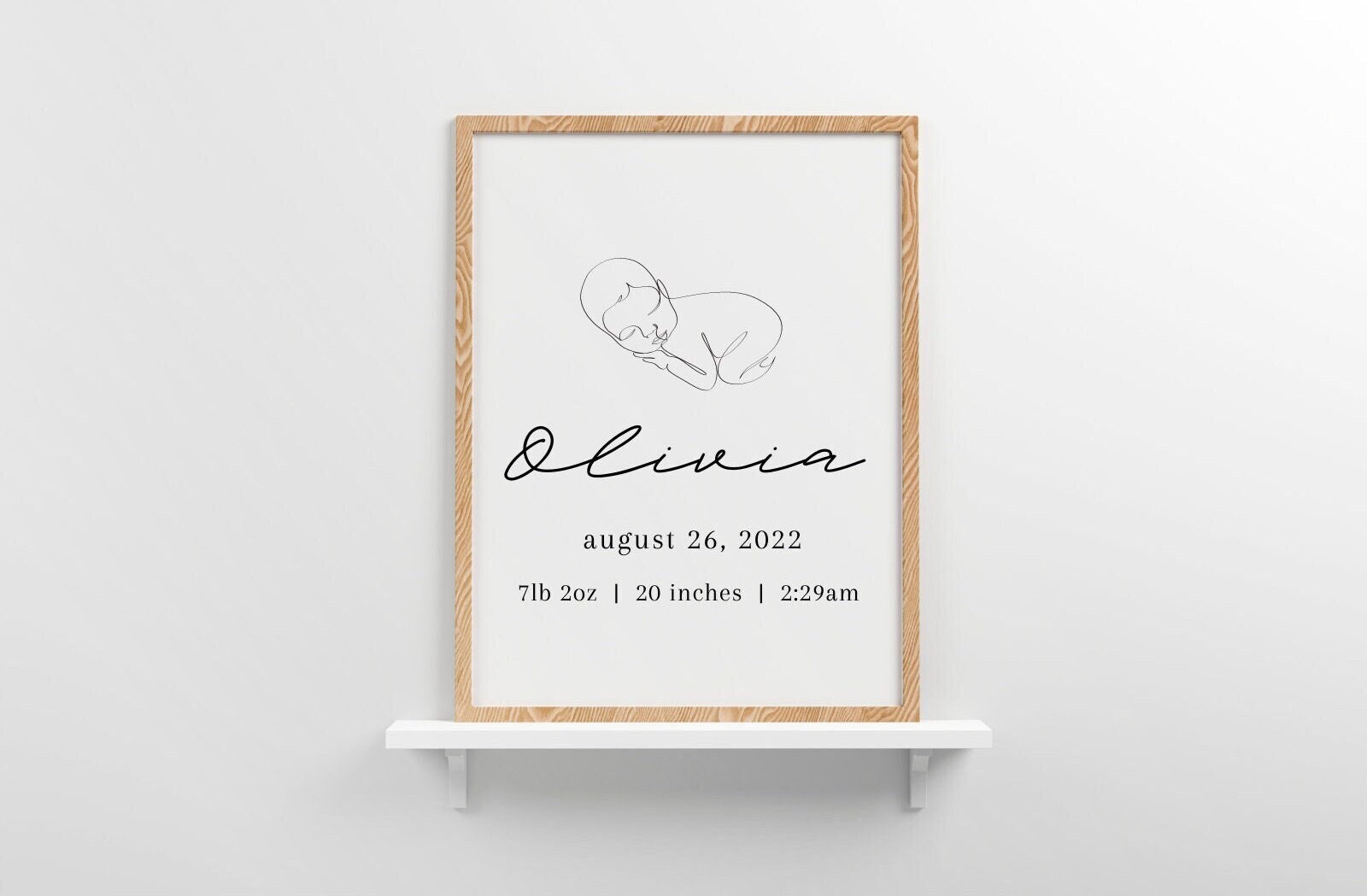 Personalized Birth Stat Art Modern Birth Stat Birth Announcement Custom ...