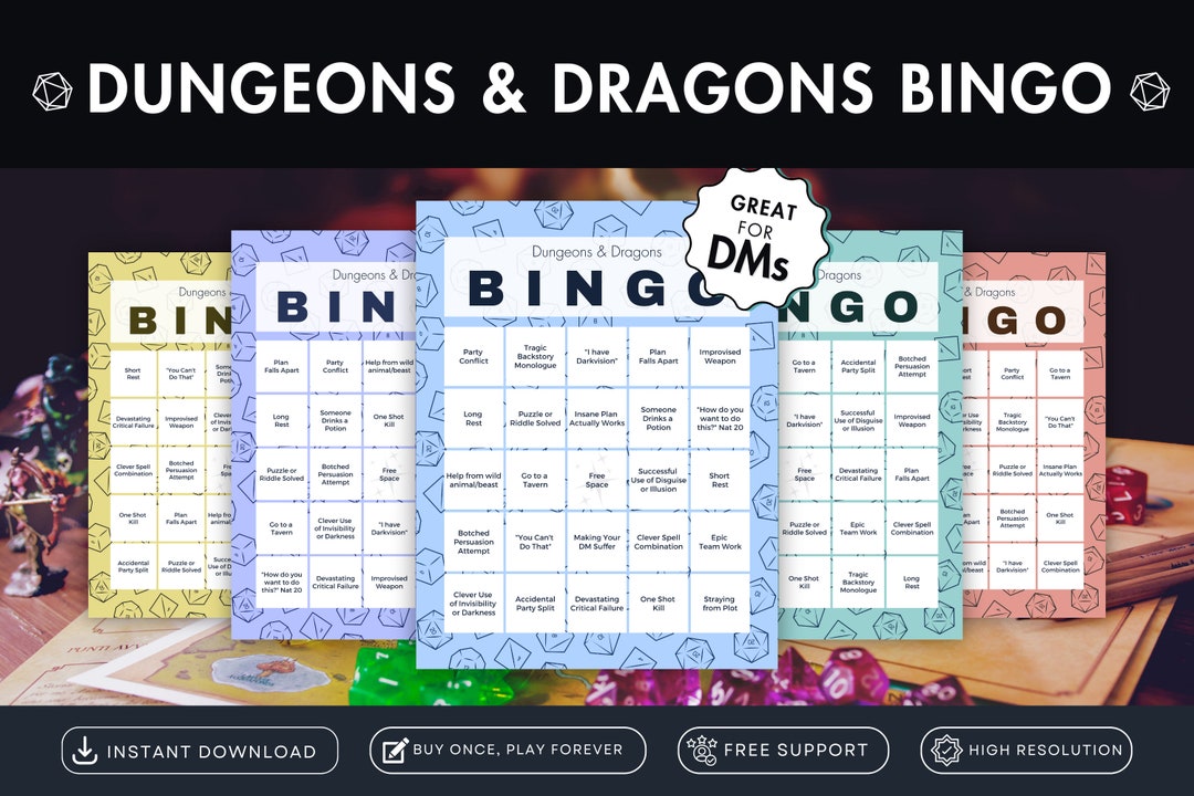 Dungeons and Dragons Bingo | Printable Instant Download Game | DND ...