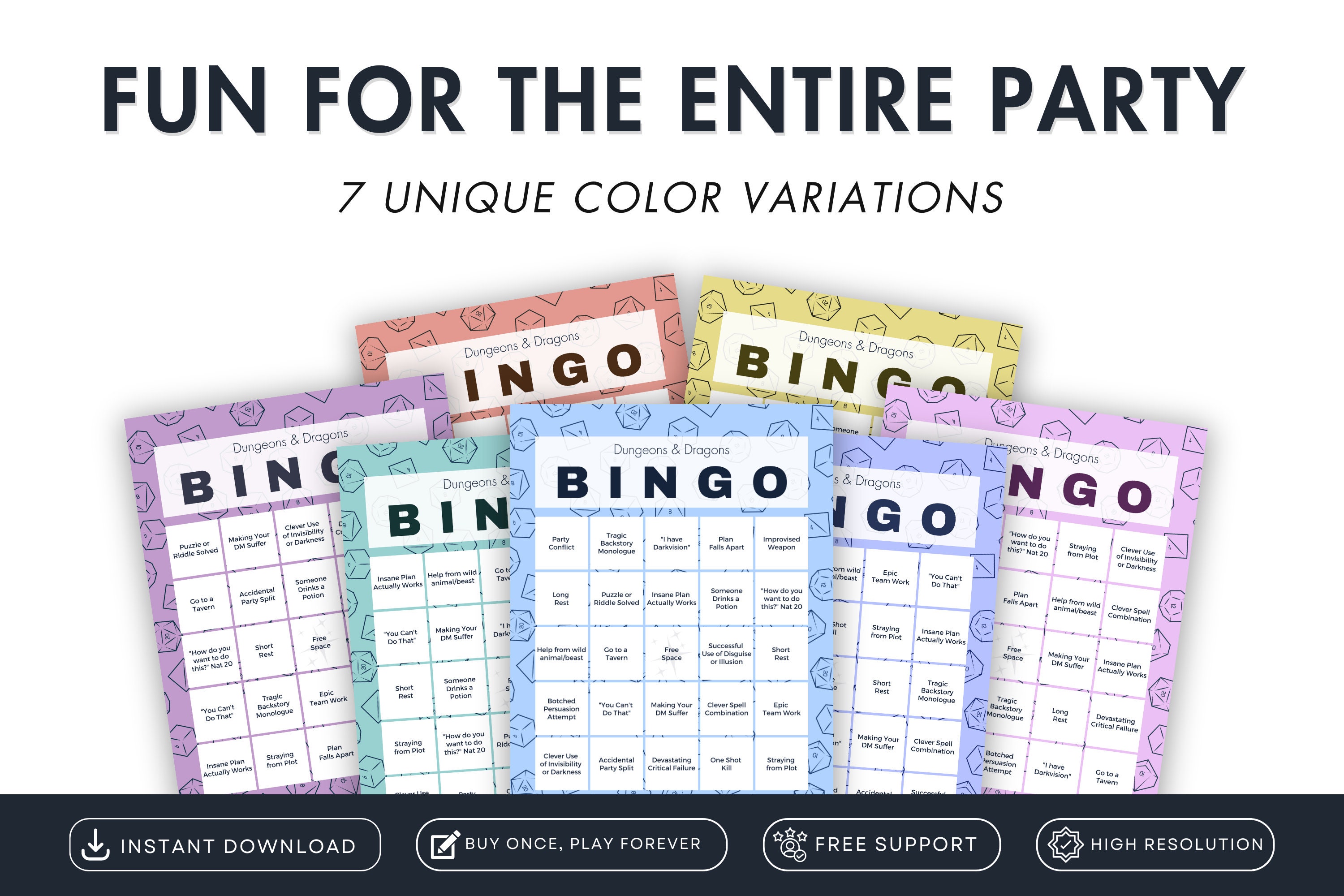 Dungeons and Dragons Bingo | Printable Instant Download Game | DND ...