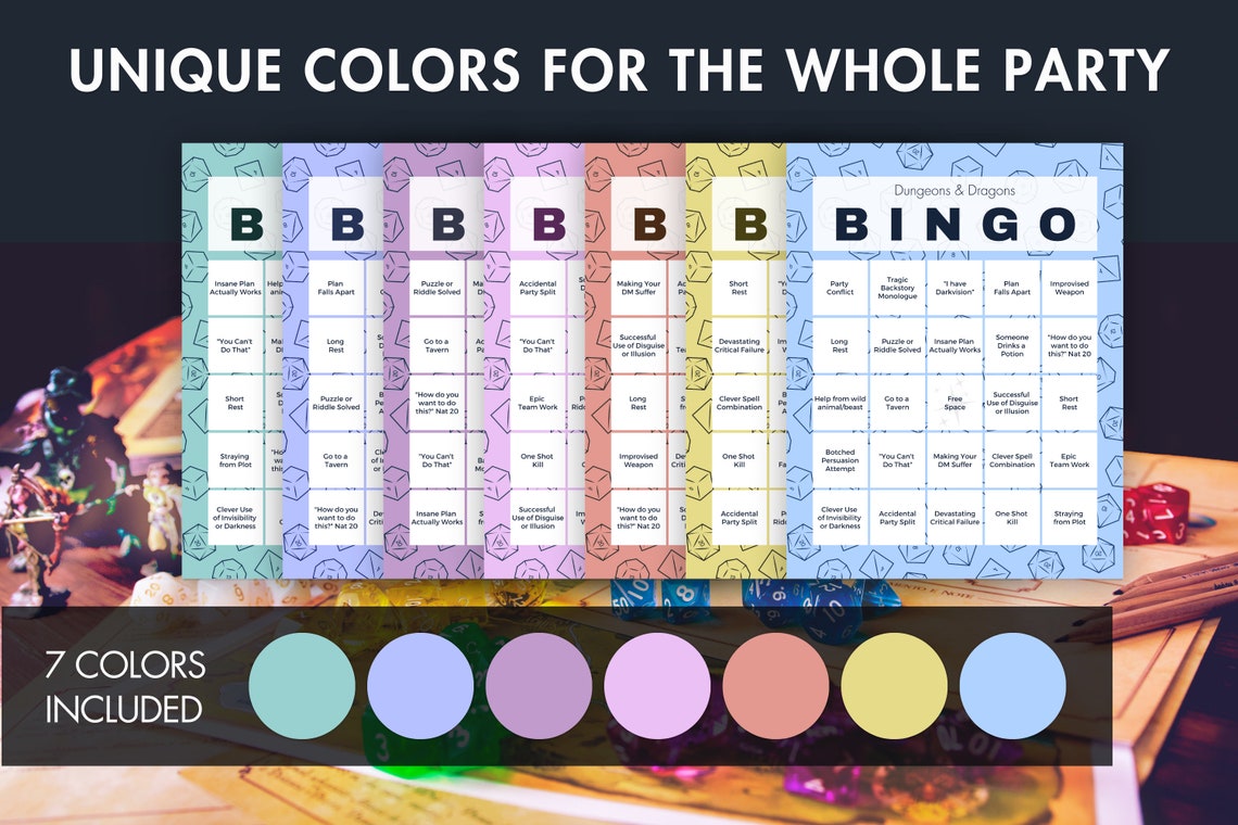 Dungeons and Dragons Bingo Printable Download Game DND - Etsy