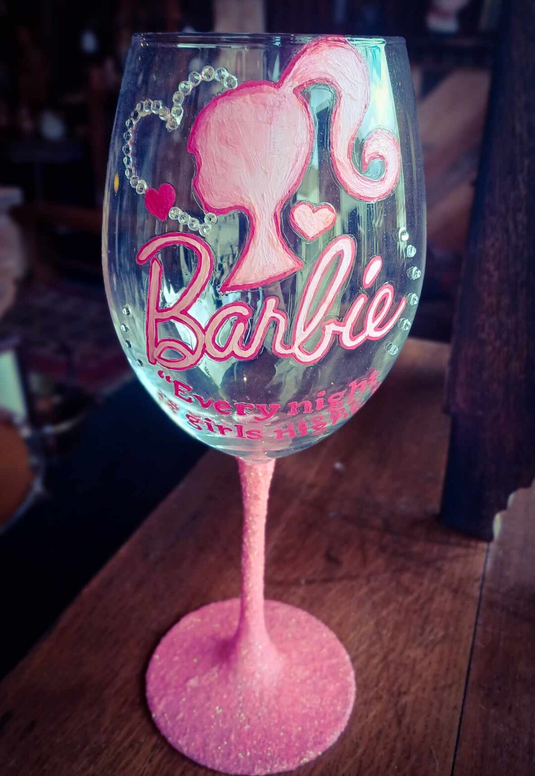 Barbie Every Night is Girls Night. Large Hand Painted Wine Glass - Etsy