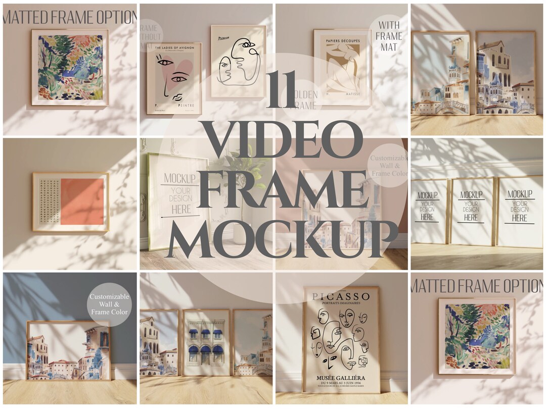 Video Frame Mockup Bundle Vertical Horizontal Frame With Colorable Wall ...