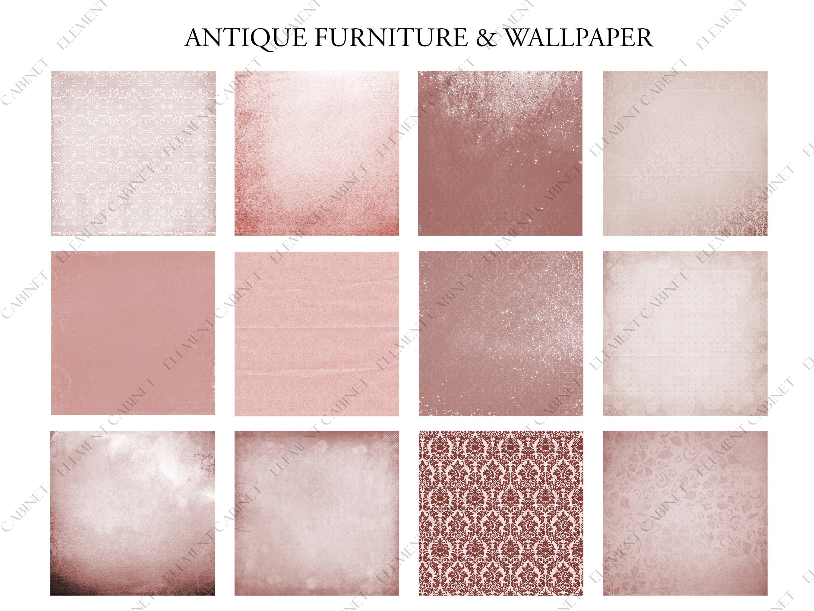 Antique Furniture & Patterns Clipart Mega Bundle, Antique Decoration ...