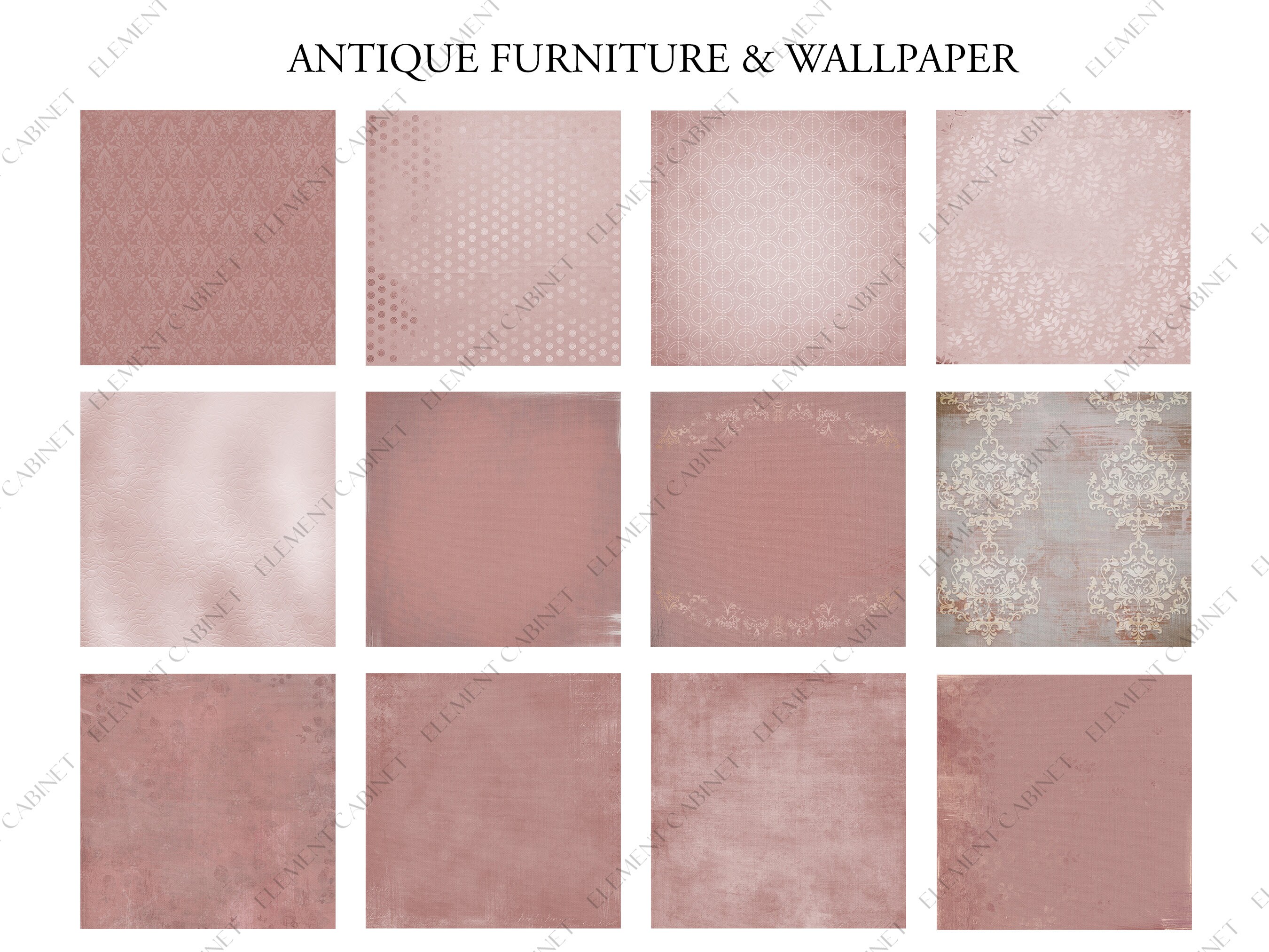 Antique Furniture & Patterns Clipart Mega Bundle, Antique Decoration ...
