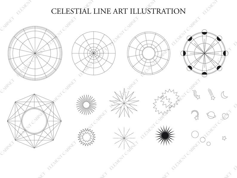 Celestial Line Art Clipart Mega Bundle, Spiritual Magic Clipart ...
