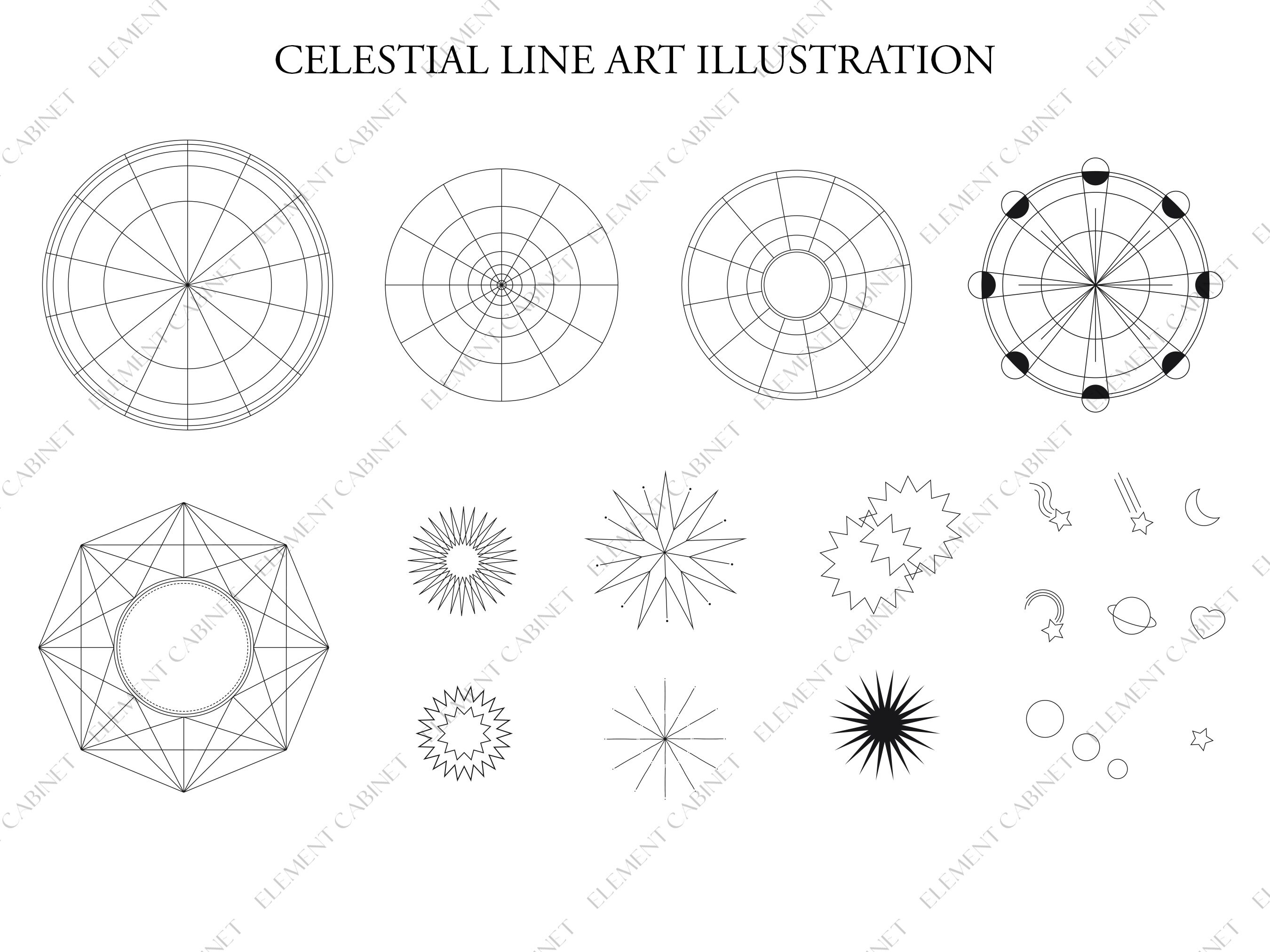 Celestial Line Art Clipart Mega Bundle, Spiritual Magic Clipart ...