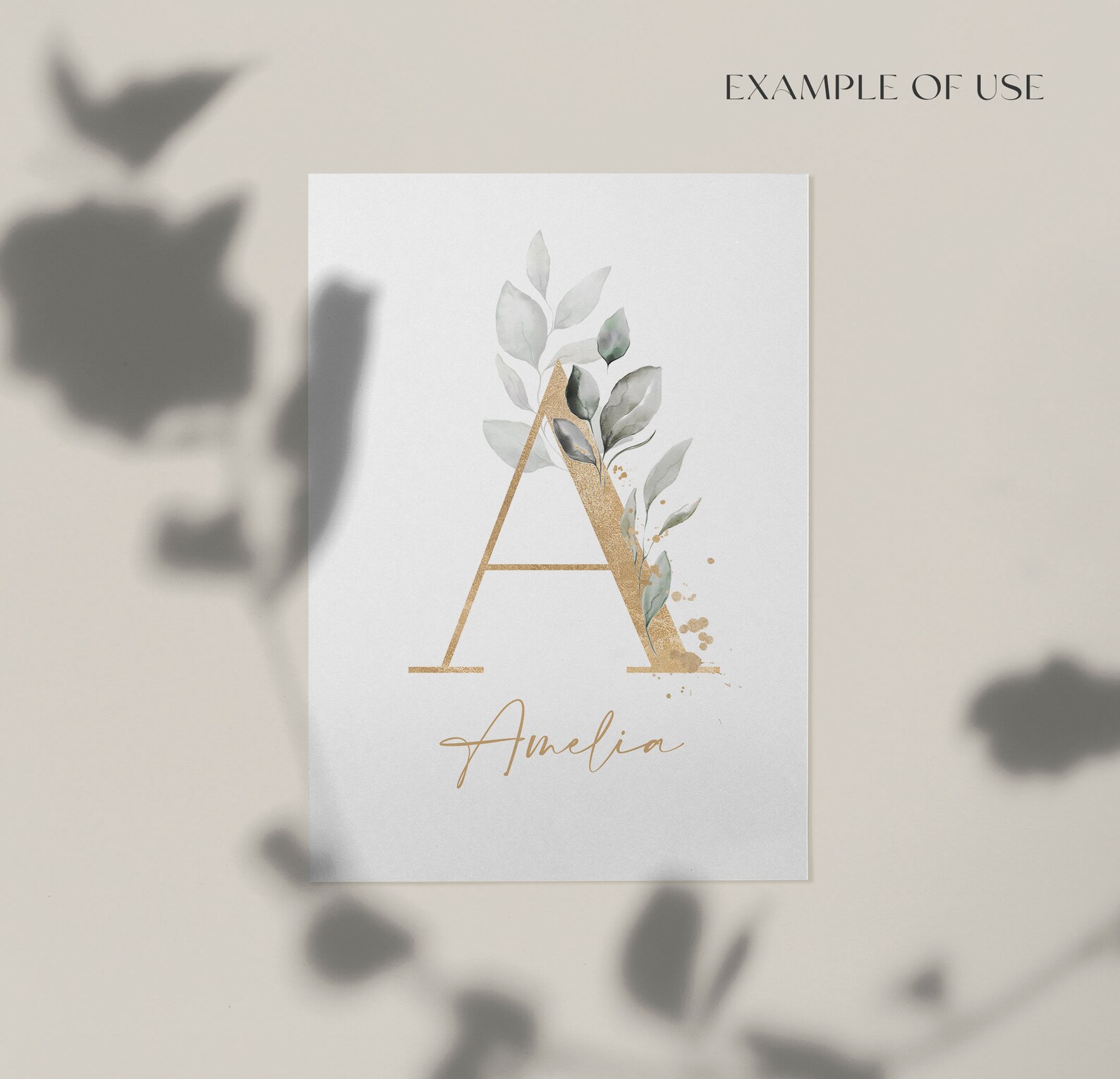 Watercolor Floral Alphabet Clipart Greenery Letters Golden - Etsy