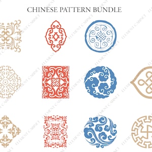 Chinese Symbols Element Bundle, Oriental Ornamental Elements ...
