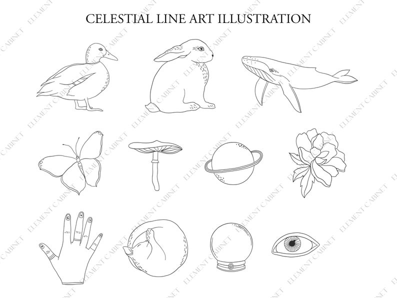 Celestial Line Art Clipart Mega Bundle, Spiritual Magic Clipart ...