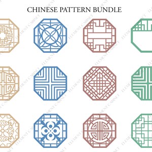 Chinese Symbols Element Bundle, Oriental Ornamental Elements ...