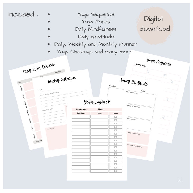 Yoga Journal Printable, Editable in Canva, Wellness Planner, Gratitude ...