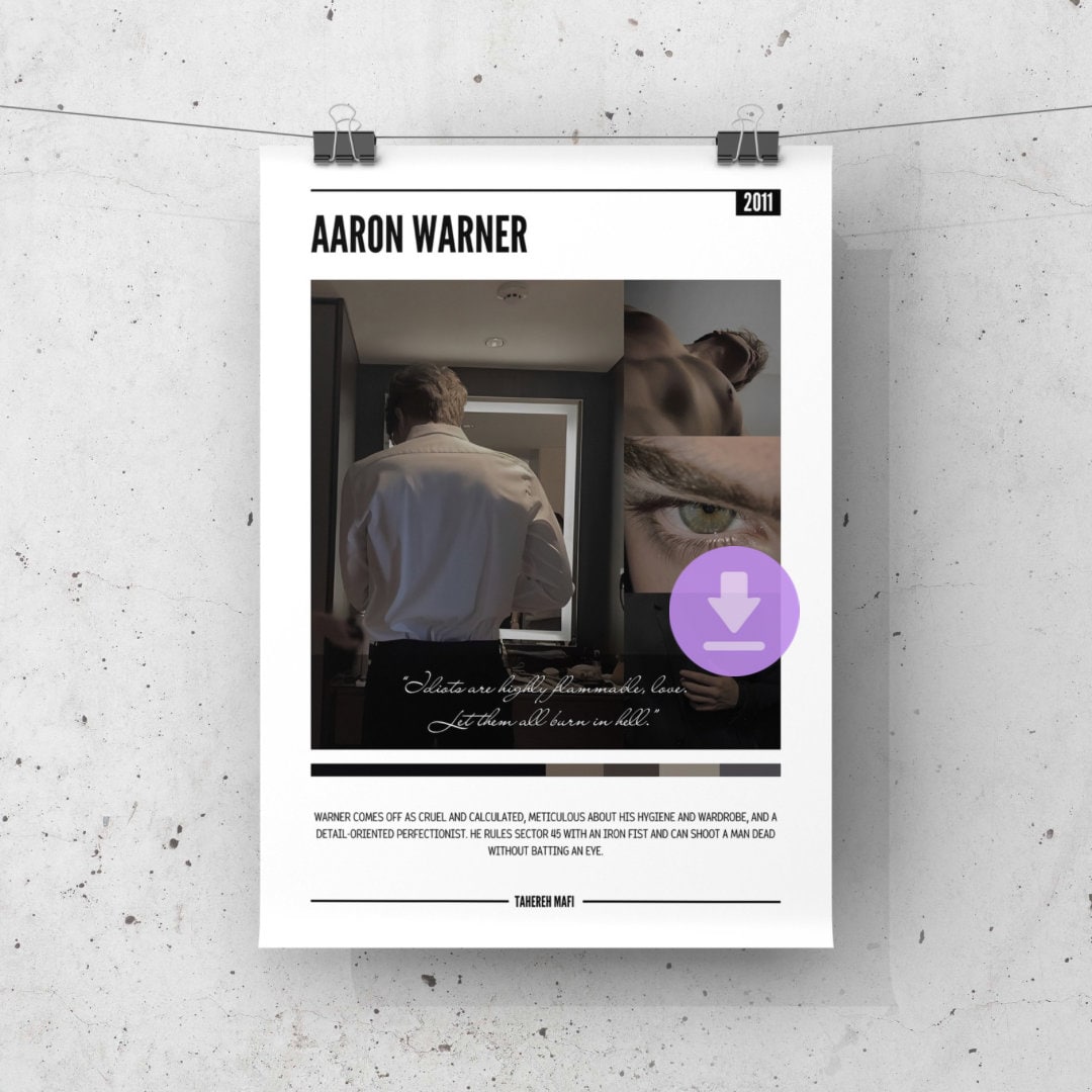 Aaron Warner by Tahereh Mafi Book Poster Instant Digital - Etsy