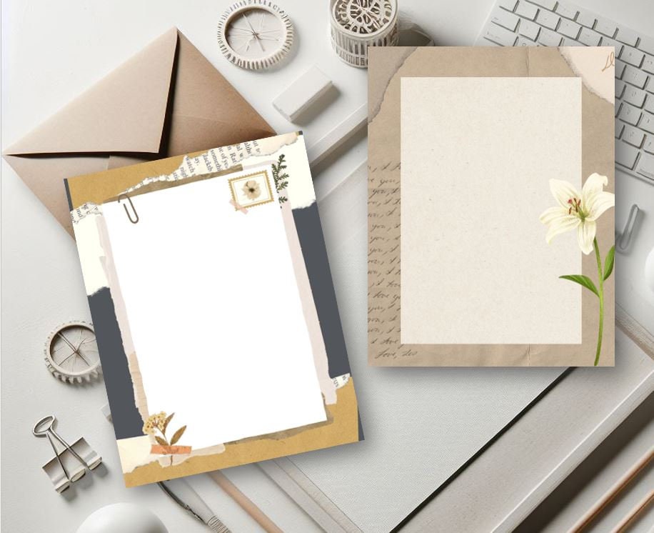 Digital Printable Letter Paper Template Bundle 10 Unique Designs ...