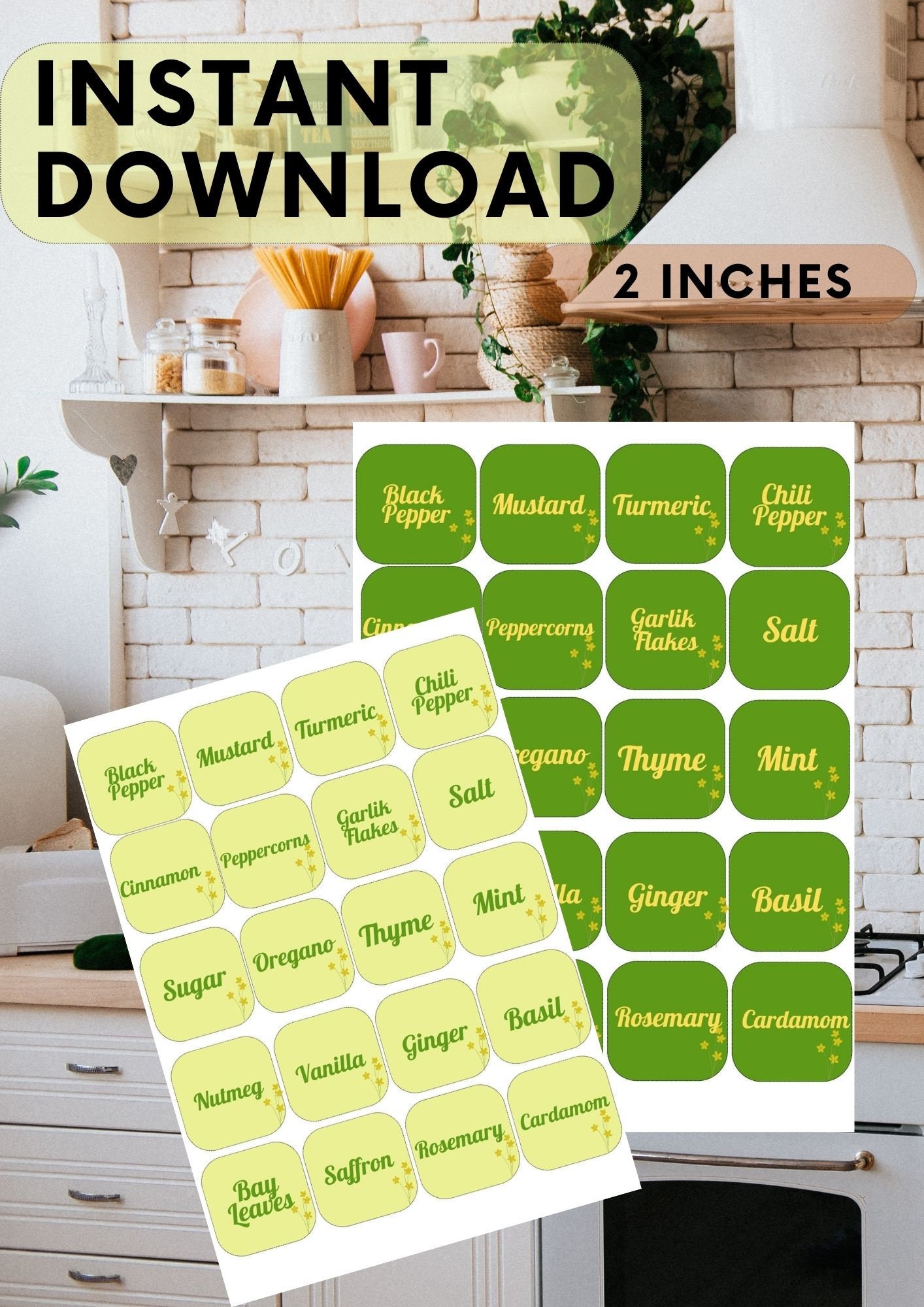 Spice Jar Label Stickers, Printable and Colourful Spice Harmony Tags ...