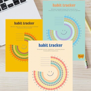 Monthly Habit Tracker Set - Printable, Colorful, Circular for Motivated ...