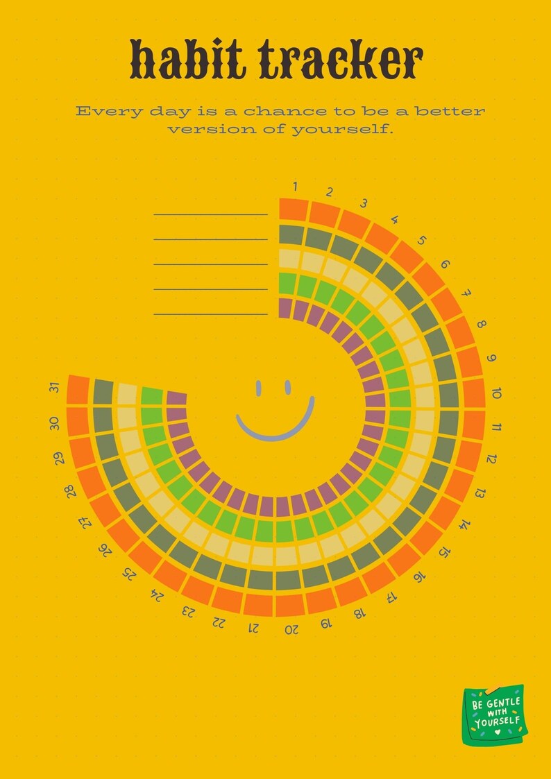 Monthly Habit Tracker Set Printable, Colorful, Circular for Motivated ...
