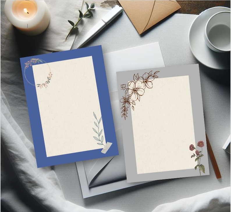 Digital Printable Letter Paper Template Bundle 10 Unique Designs ...