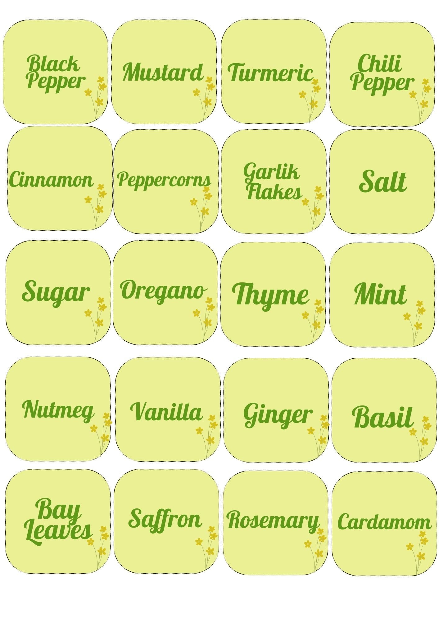 Spice Jar Label Stickers, Printable and Colourful Spice Harmony Tags ...