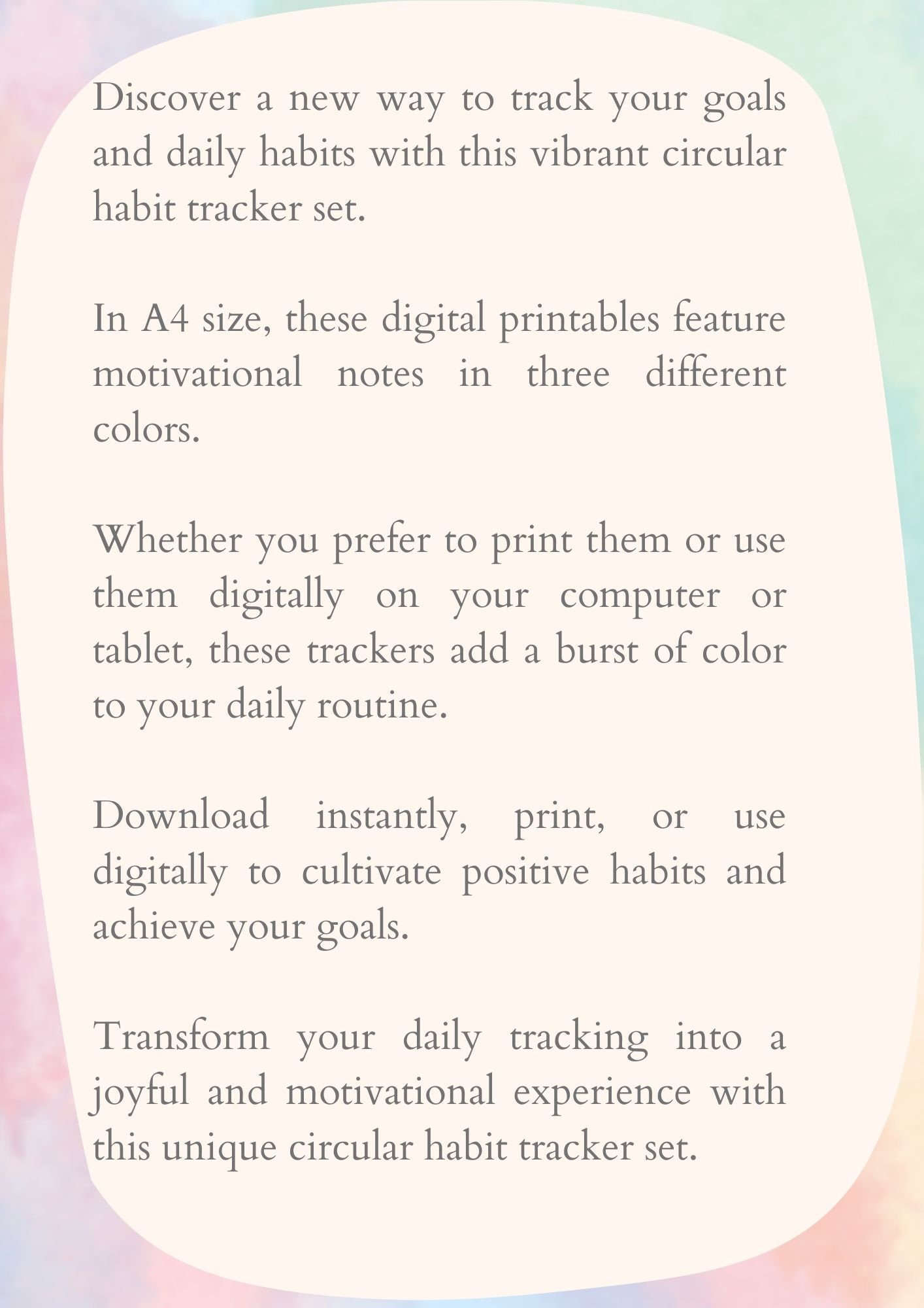 Monthly Habit Tracker Set Printable, Colorful, Circular for Motivated ...
