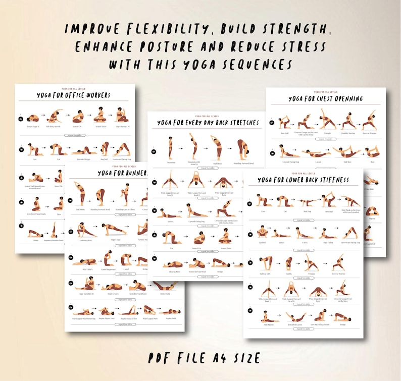 Yoga Poses Sequence Bundle, 5 Illustrated Flows (digital Download) - Etsy
