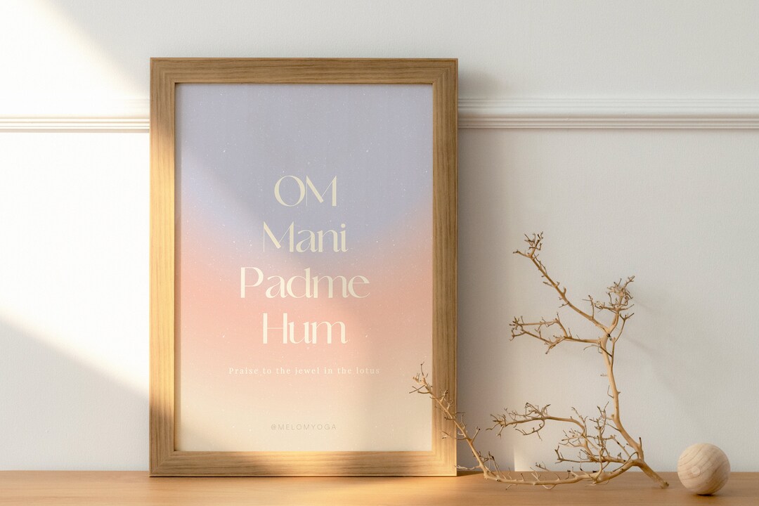 Om Mani Padme Hum Sanskrit Mantra Wall Art | Boho Yoga Print ...