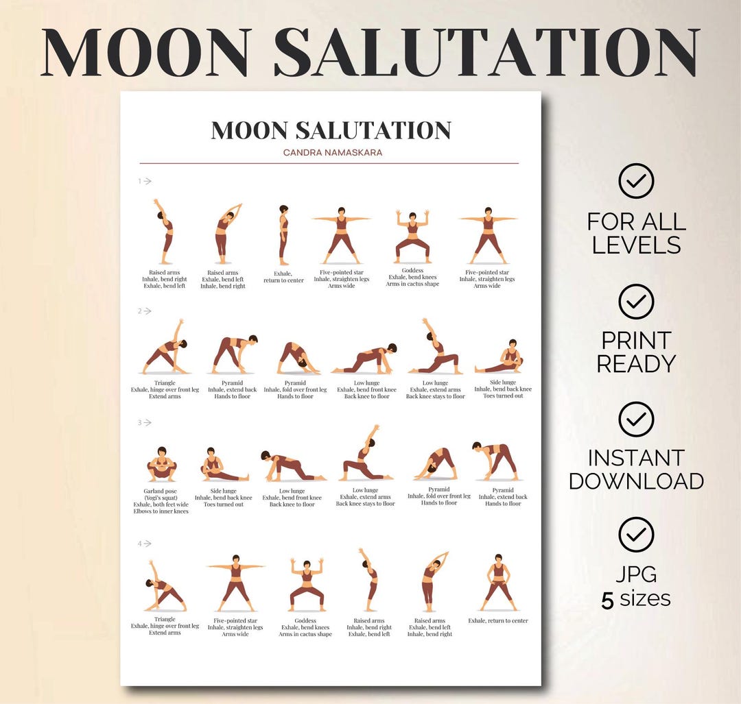 Moon Salutation Yoga Sequence: Chandra Namaskara Printable (JPG ...