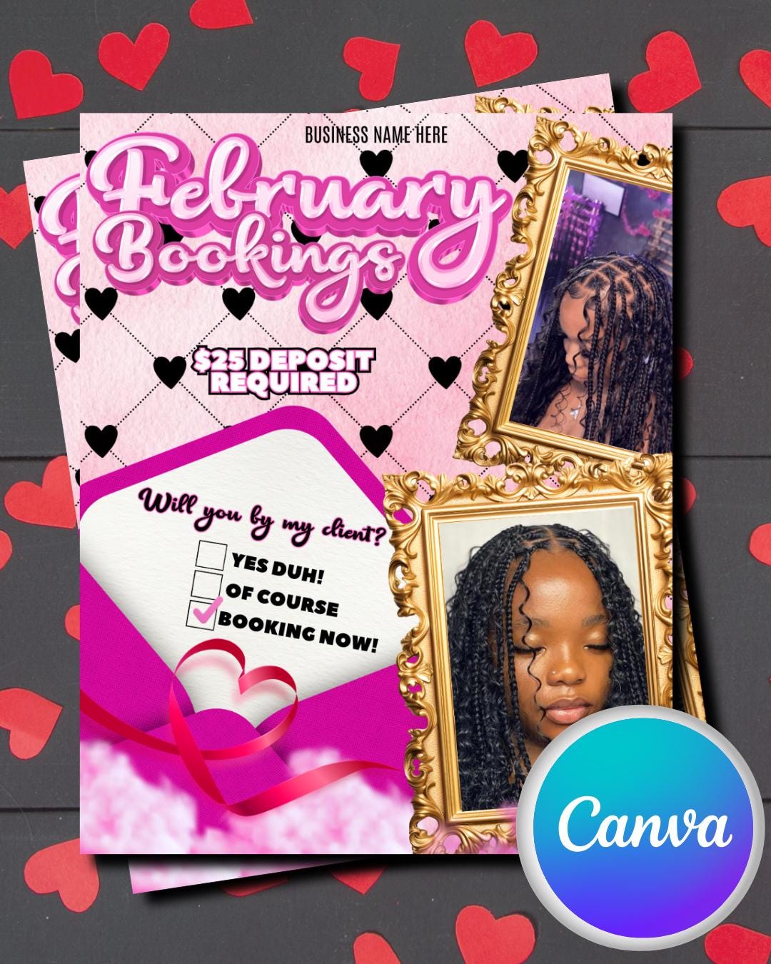 February Bookings Flyer Template | Valentine Pink Hair Flyer | Beauty ...