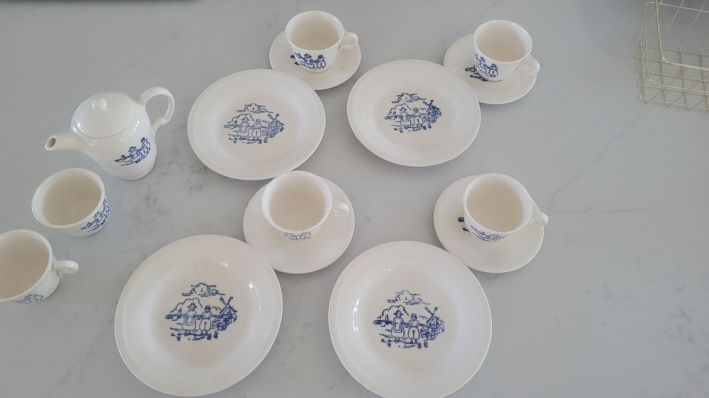 Edwin M. Knowles Dutch Boy and Girl Motif Childs Tea Set Vintage Childs ...