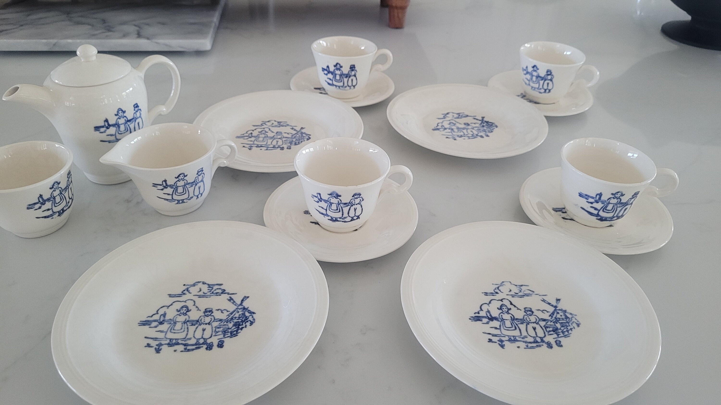 Edwin M. Knowles Dutch Boy and Girl Motif Childs Tea Set Vintage Childs ...