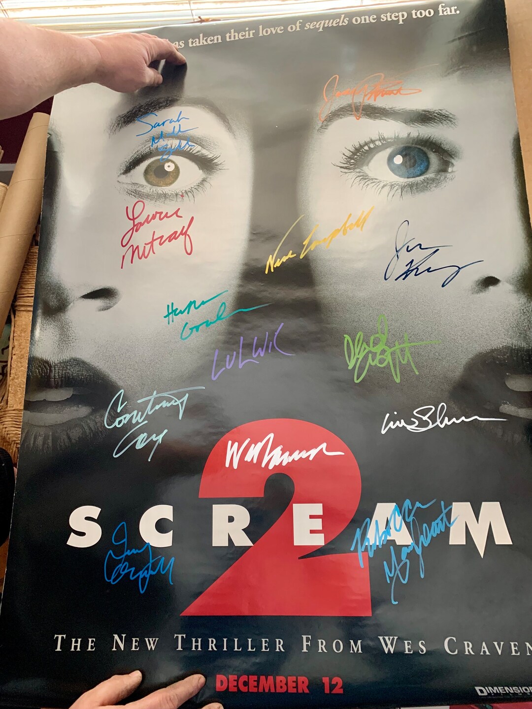 CAST AUTOGRAPH Scream 2 Movie Poster Signed by 13 Including Wes Craven ...