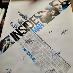 CAST AUTOGRAPH - Inside Man Movie Poster - Signed by 8 Including Denzel ...