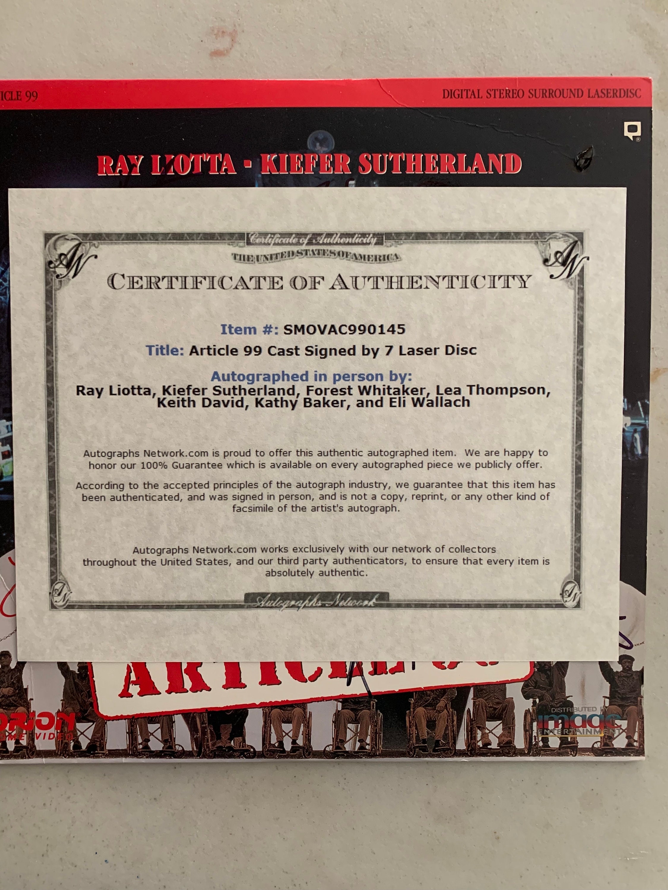 CAST AUTOGRAPH - Article 99 - Laserdisc - Signed by 7 Including Ray ...