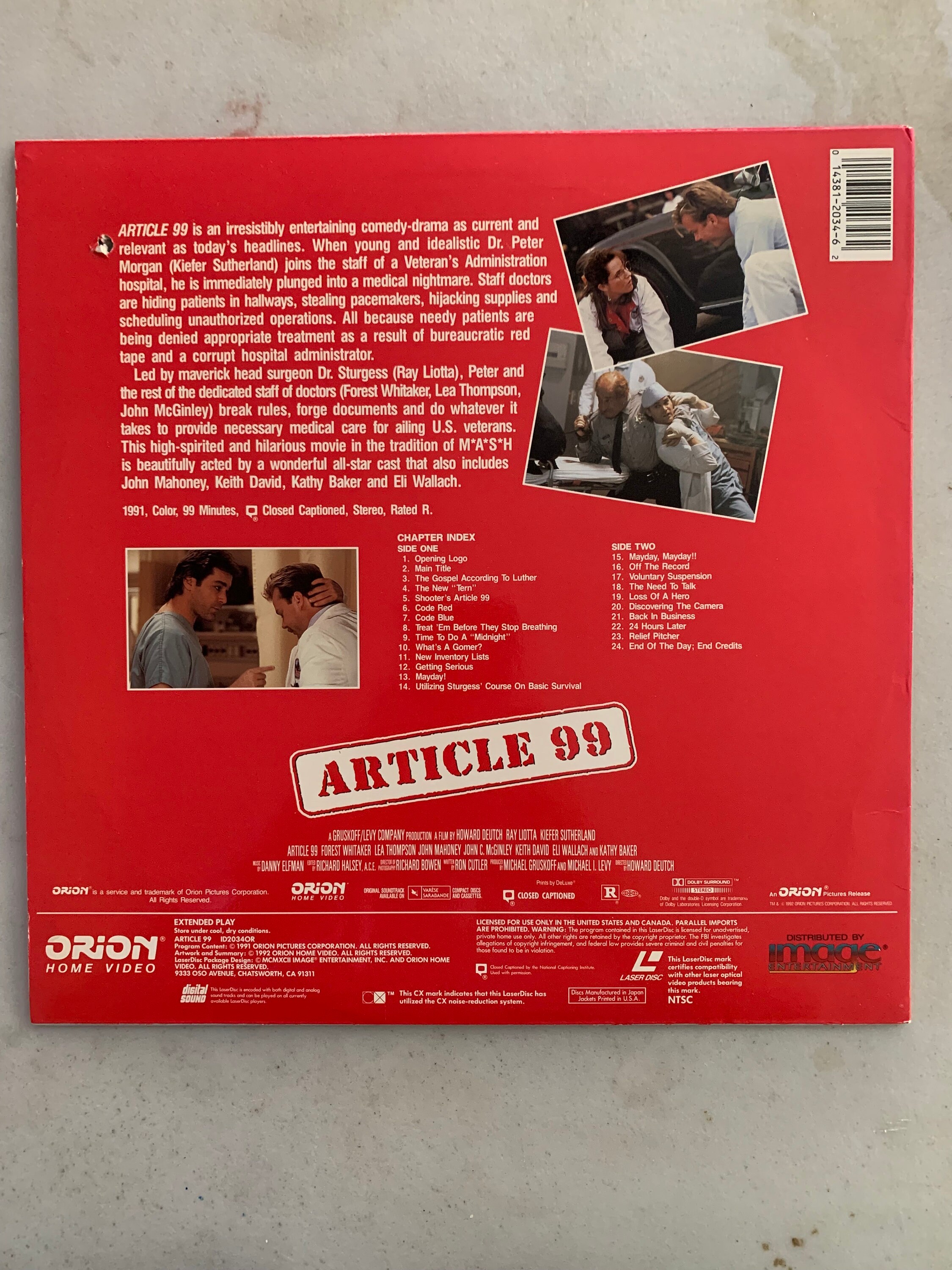 CAST AUTOGRAPH - Article 99 - Laserdisc - Signed by 7 Including Ray ...