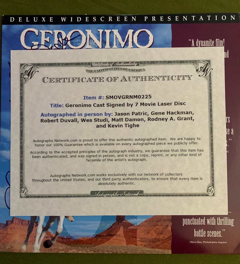 CAST AUTOGRAPH - Geronimo - Laserdisc Release - Jason Patric, Gene ...