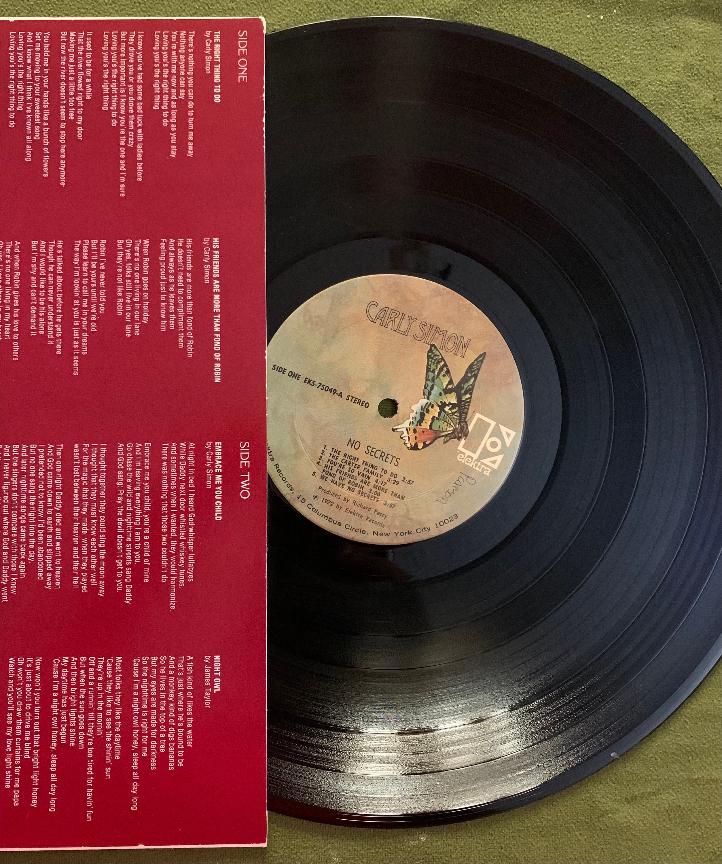 AUTOGRAPH Carly Simon No Secrets Album - Etsy