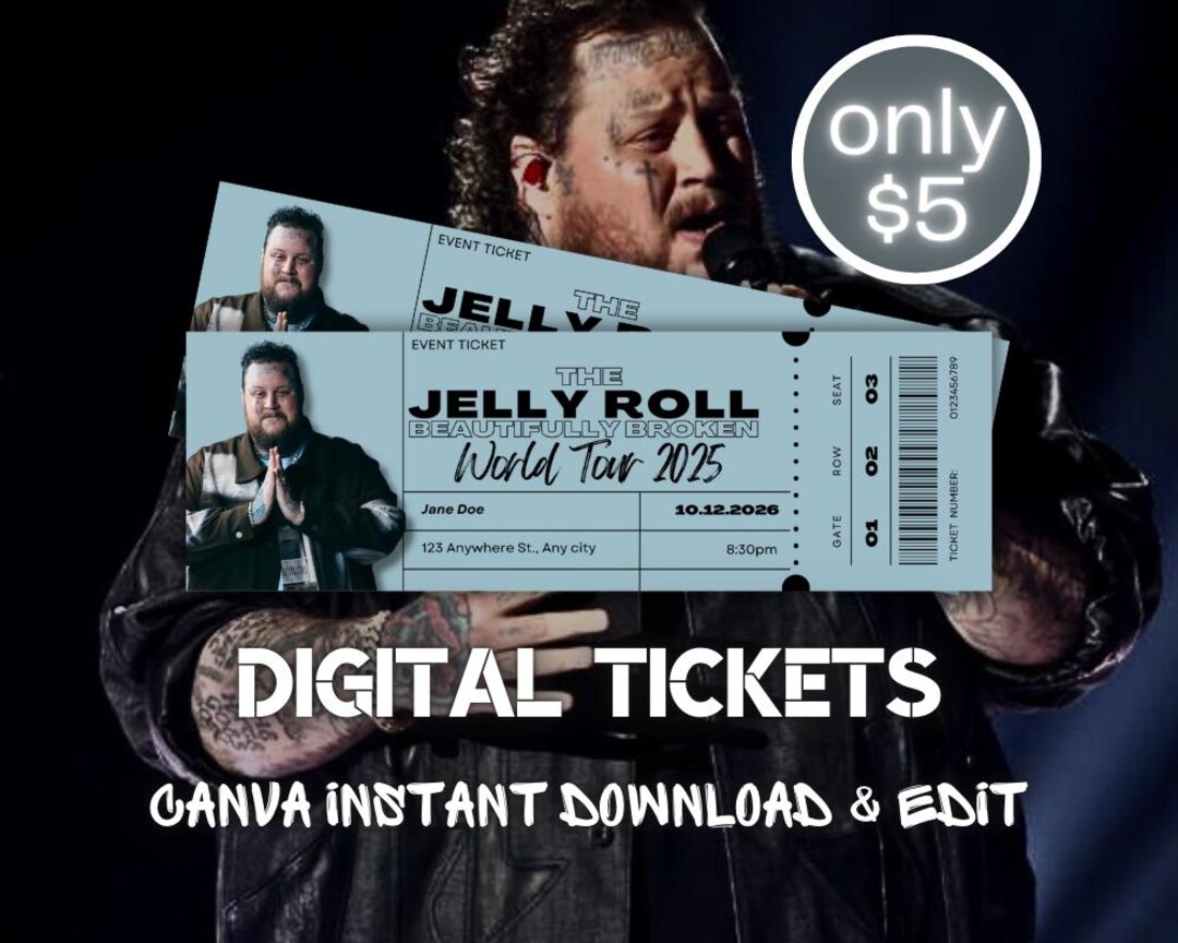Jelly Roll Printable Concert Ticket Gift Idea for Her Jelly Roll ...