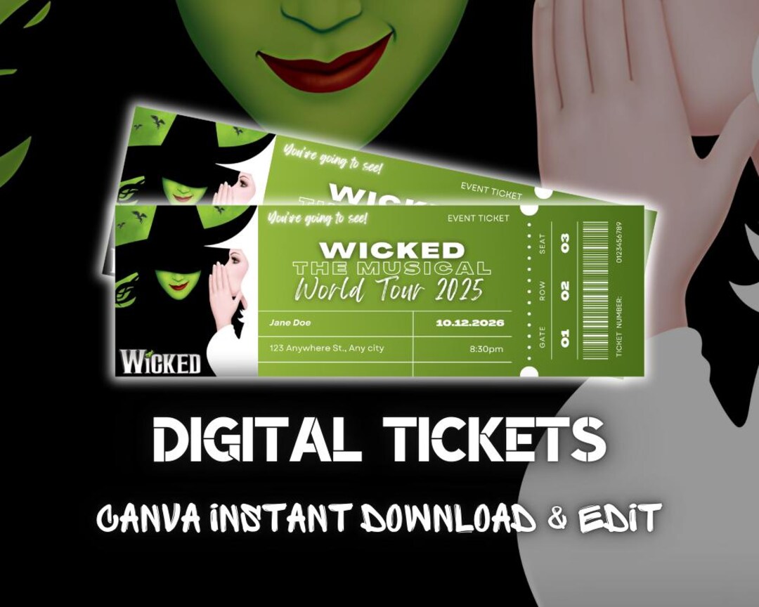 Printable Ticket Wicked Ticket Stub Gift Idea for Wicked the Musical ...