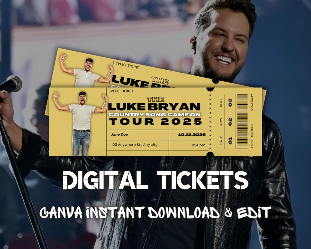 Luke Bryan Printable Concert Ticket Gift Idea Luke Bryan Printable ...