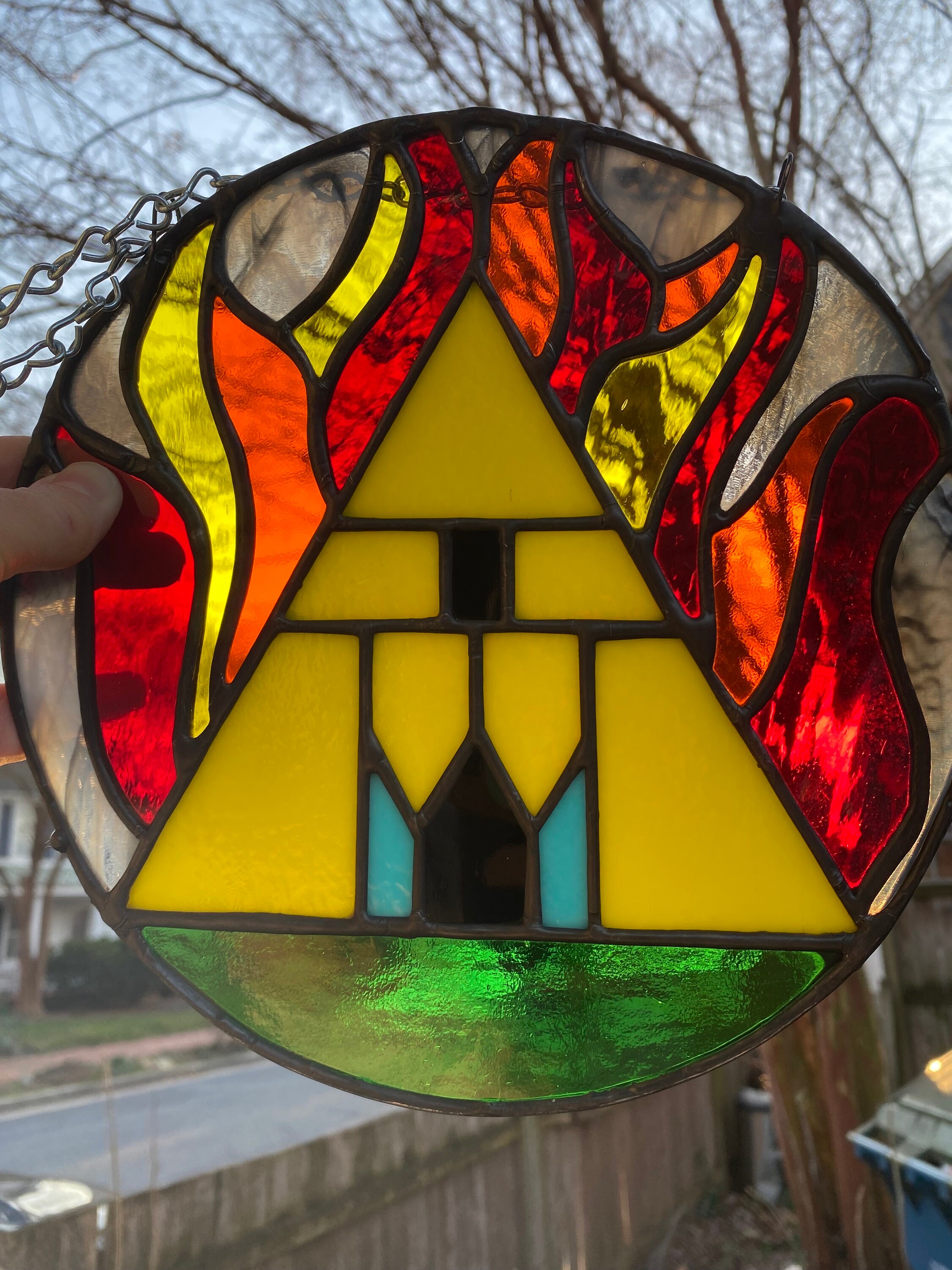 Midsommar Burning Temple Stained Glass Suncatcher - Etsy