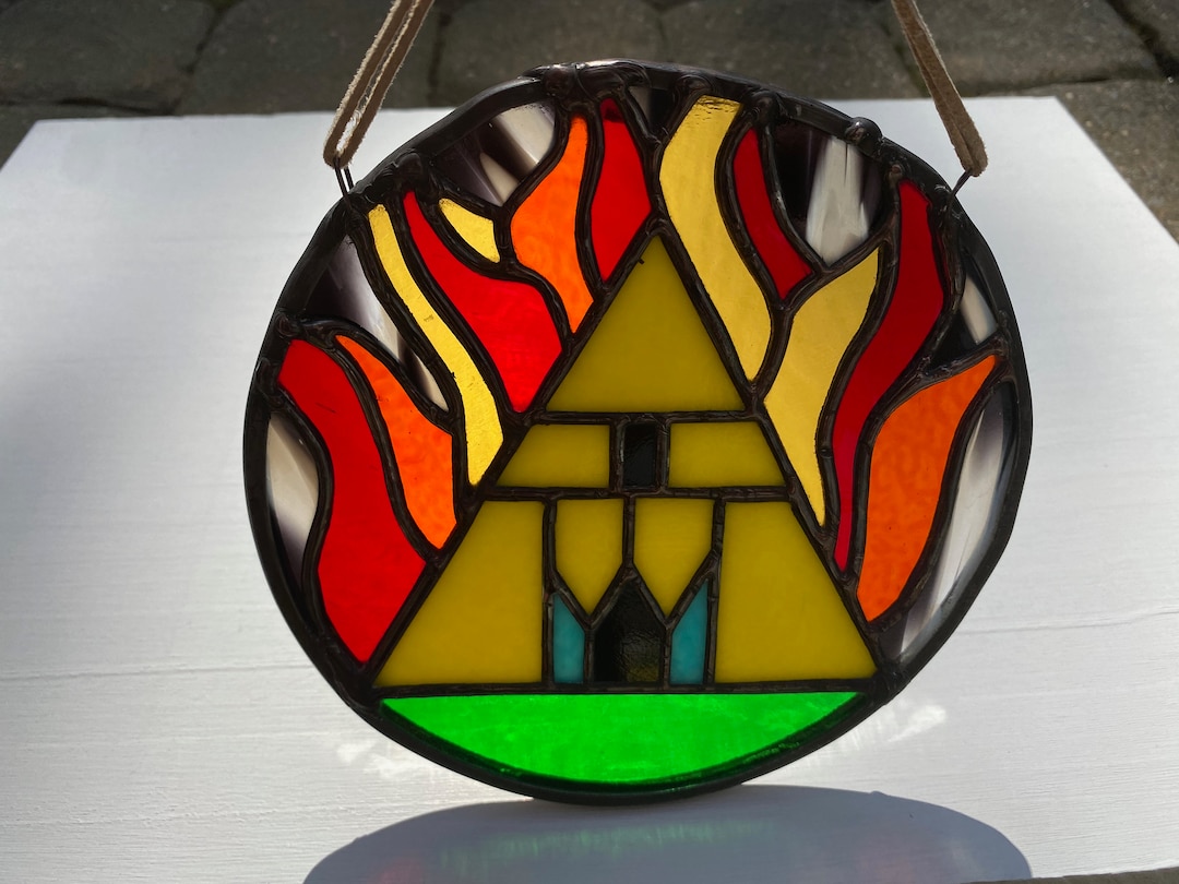Midsommar Burning Temple Stained Glass Suncatcher - Etsy