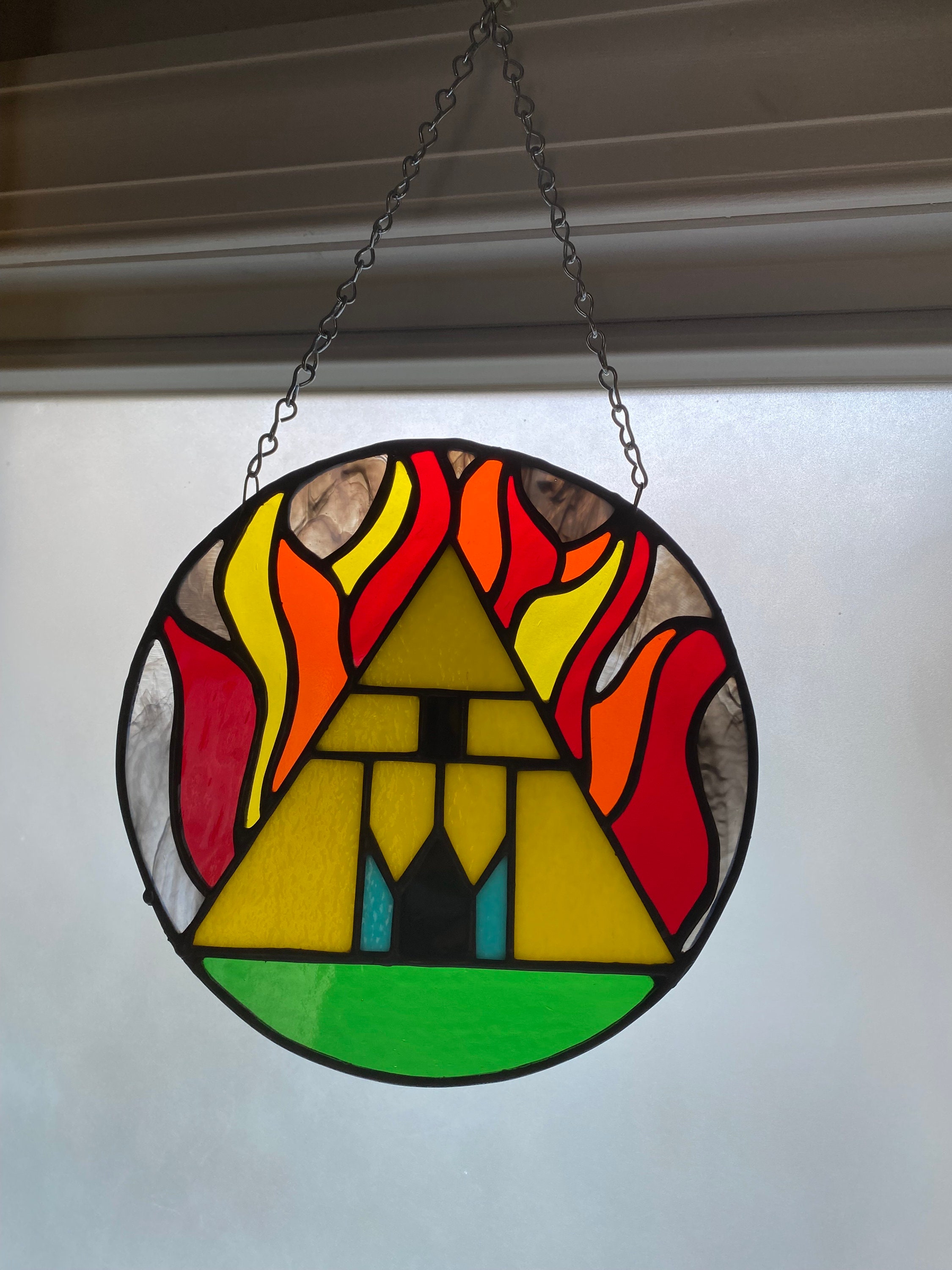 Midsommar Burning Temple Stained Glass Suncatcher - Etsy