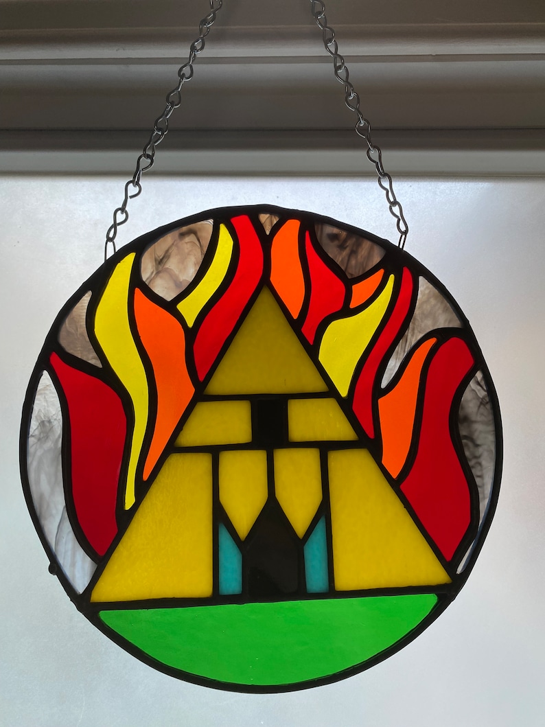 Midsommar Burning Temple Stained Glass Suncatcher - Etsy