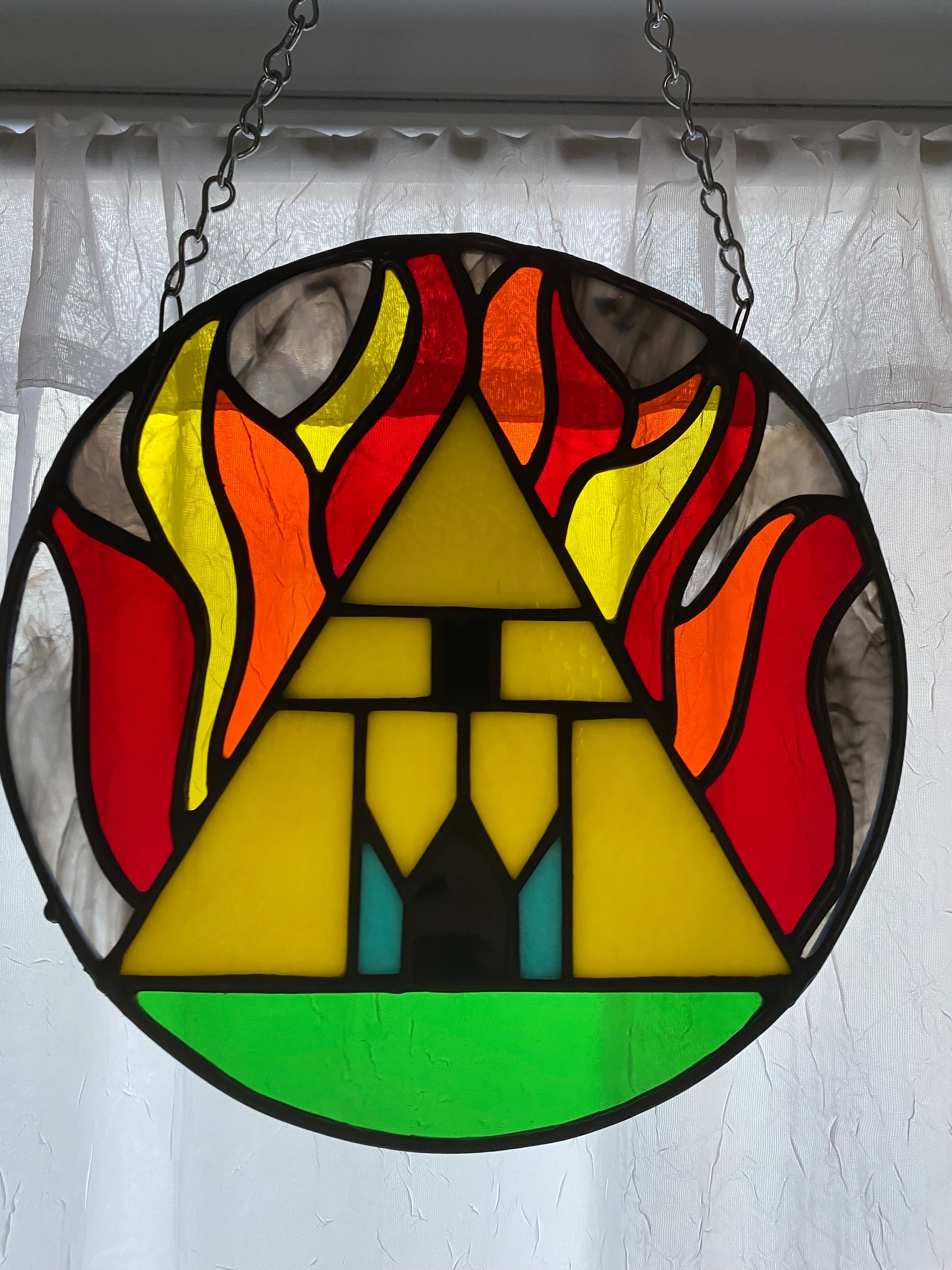Midsommar Burning Temple Stained Glass Suncatcher - Etsy