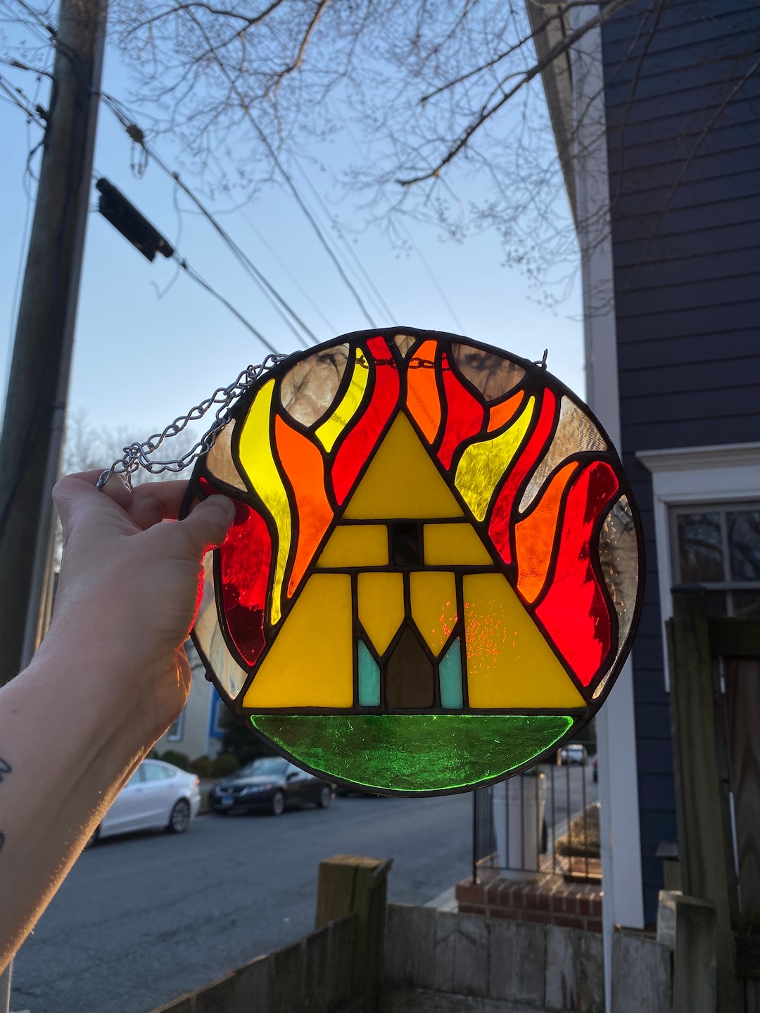 Midsommar Burning Temple Stained Glass Suncatcher - Etsy